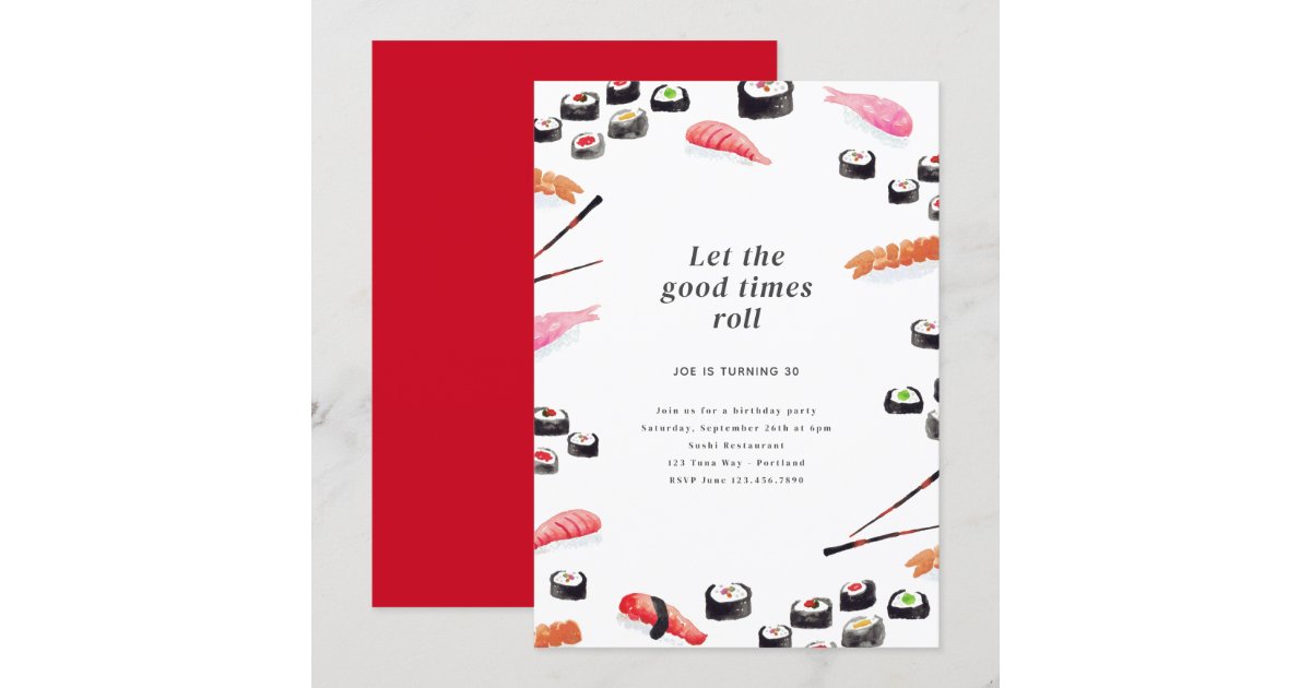 Sushi Birthday Party Invitation | Zazzle
