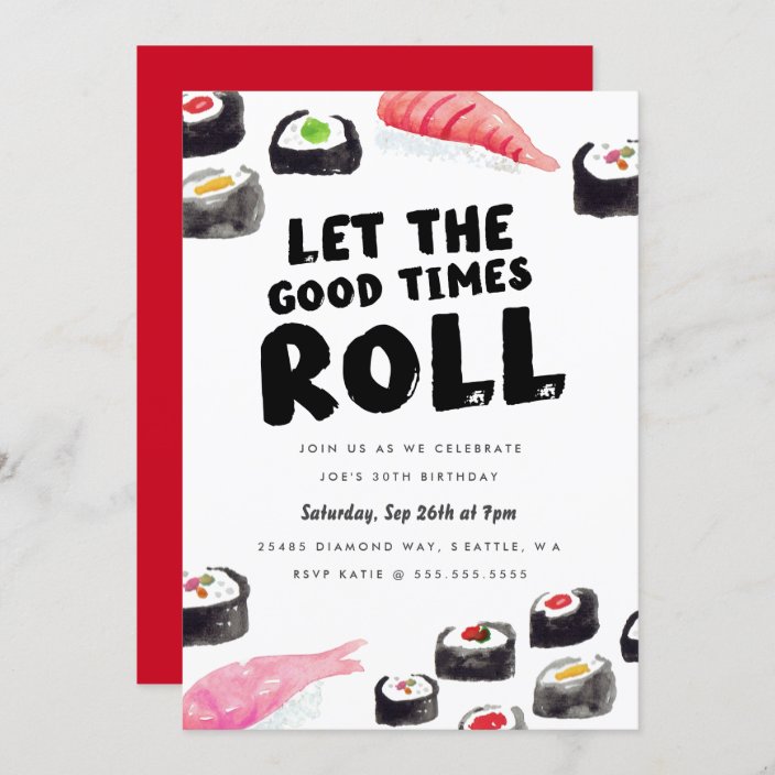 Sushi Birthday Party Invitation | Zazzle