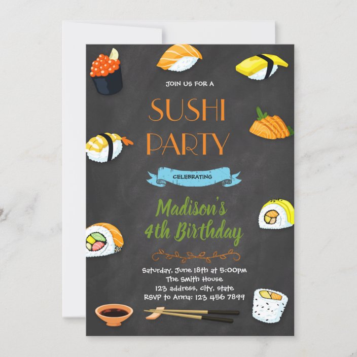 Sushi birthday party invitation | Zazzle.com