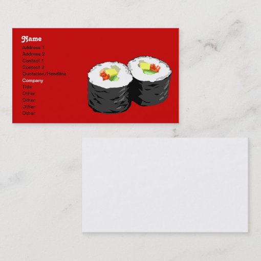 Sushi business card template | Zazzle