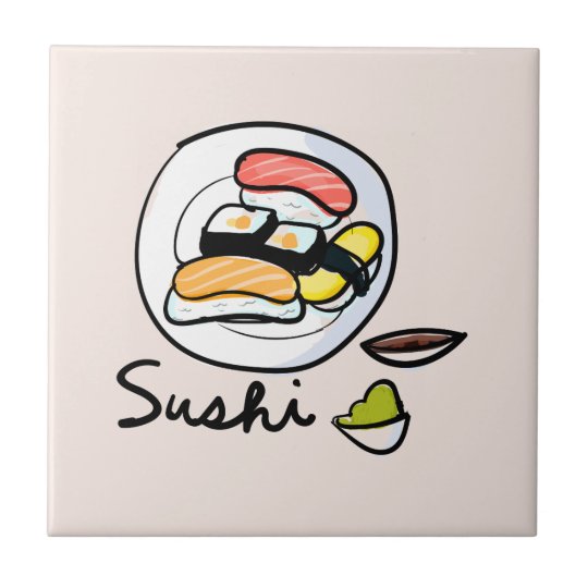 Sushi cartoon cute Japanese art Ceramic Tile | Zazzle.com