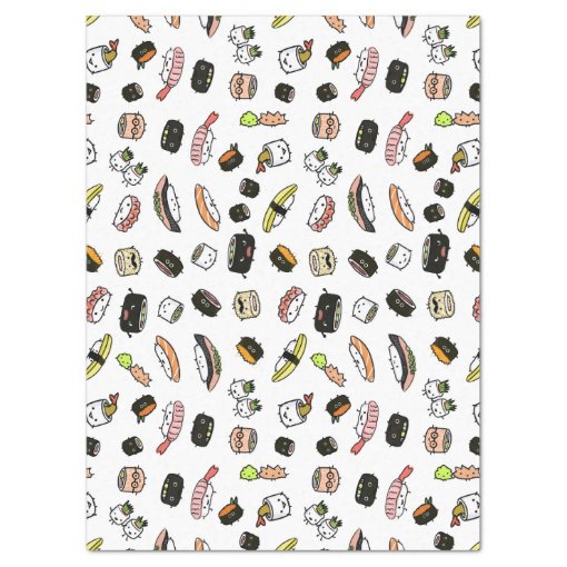 Sushi Characters Pattern Tissue Paper | Zazzle