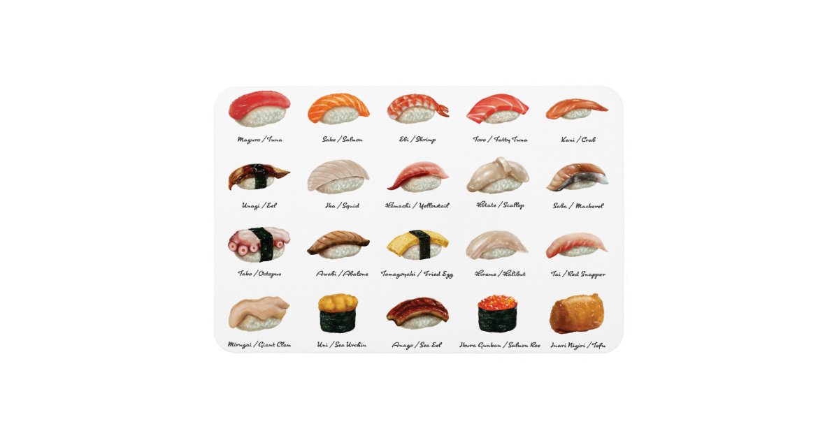 Sushi Chart Magnet | Zazzle