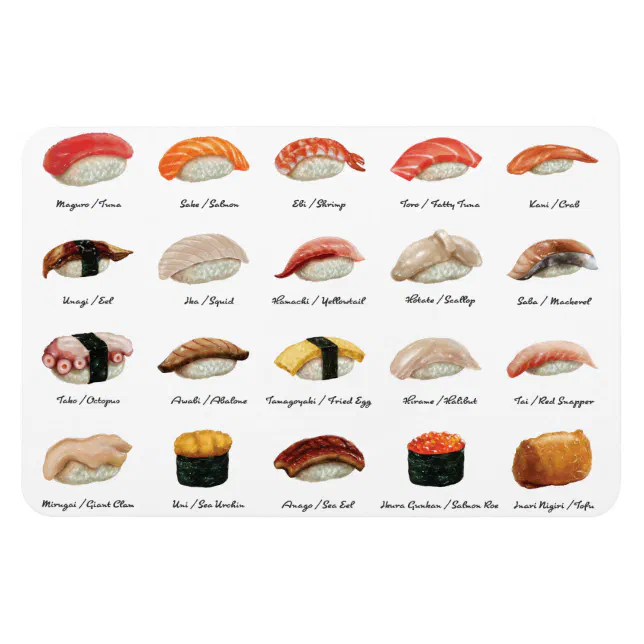Sushi Chart Magnet | Zazzle