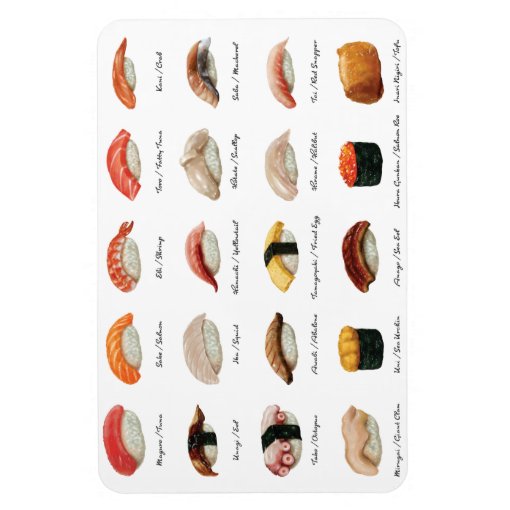 Sushi Chart Magnet | Zazzle