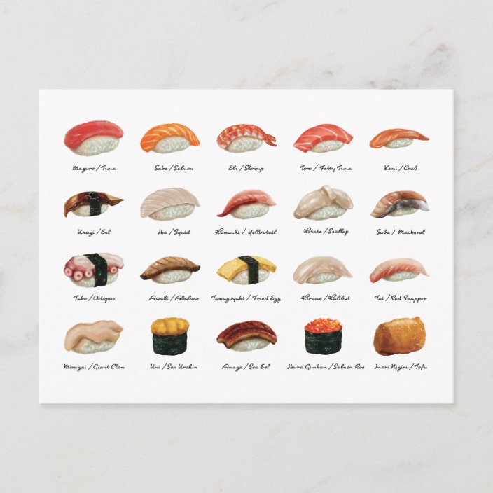 Sushi Chart Postcard | Zazzle.com