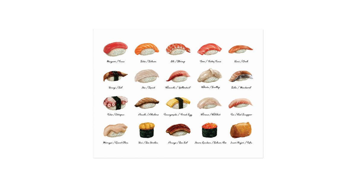 Sushi Chart Postcard | Zazzle.com