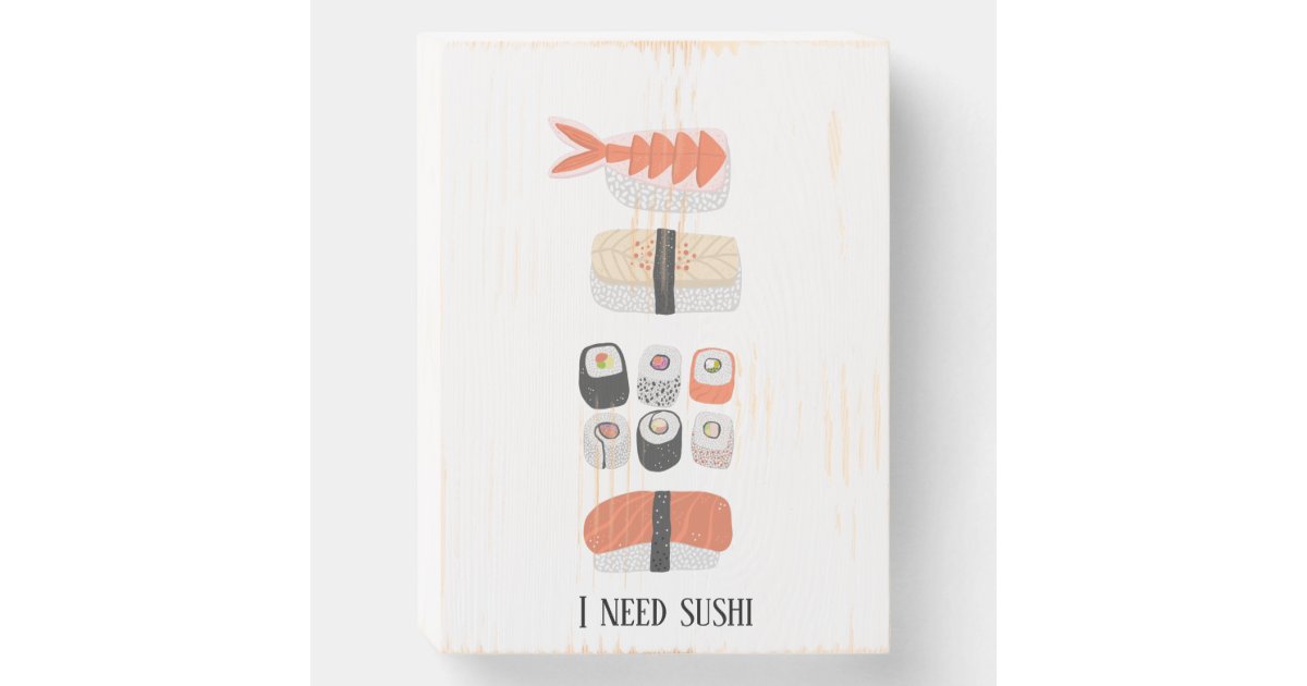 Sushi Custom Text Wooden Box Sign | Zazzle