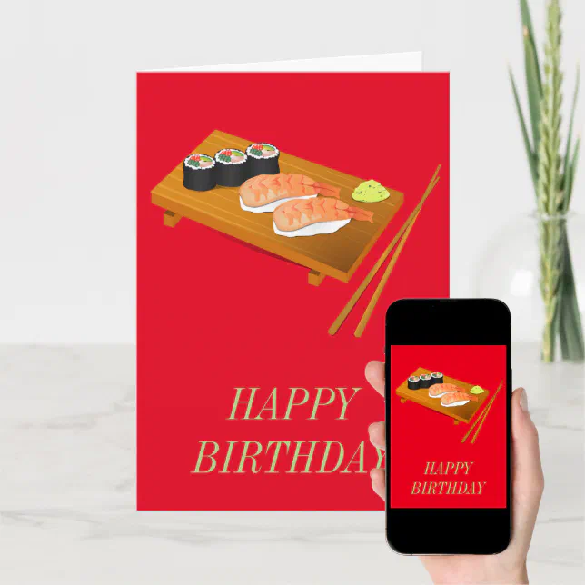 Sushi cute birthday card | Zazzle