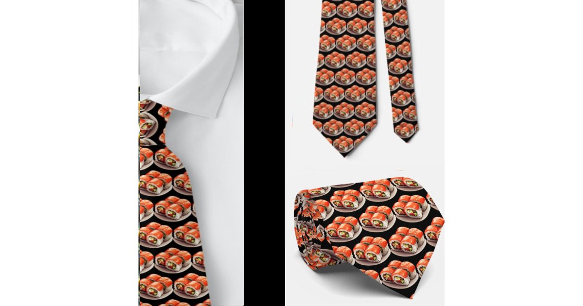 Sushi Fan Restaurant Chef Japanese Food Necktie | Zazzle