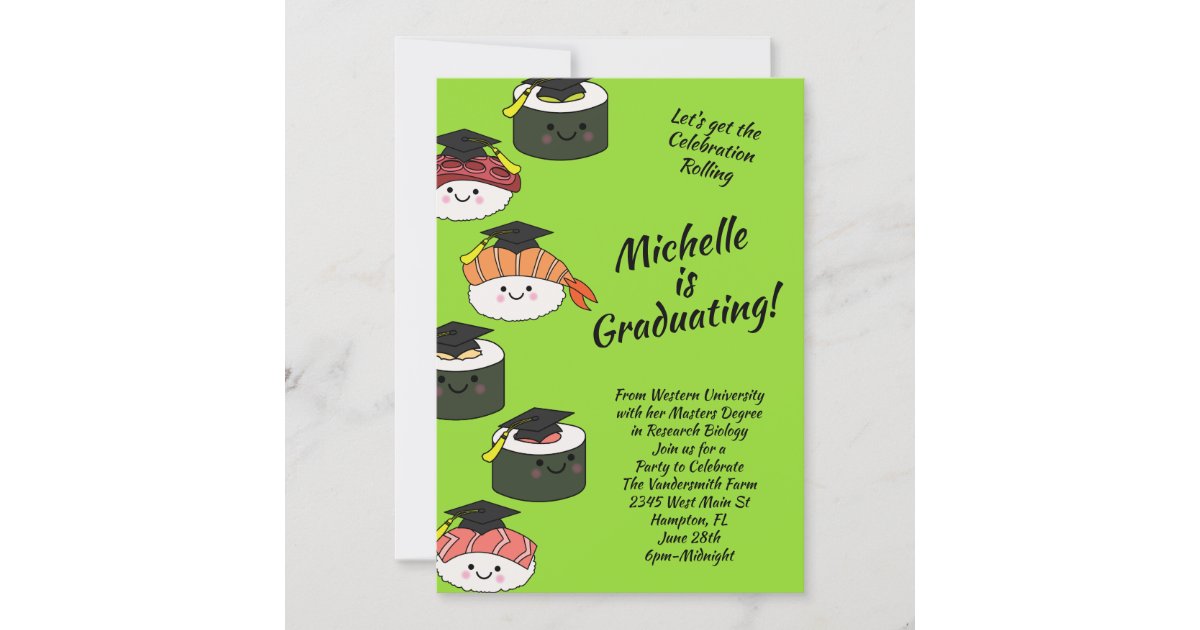 Sushi Graduation Party Invitation | Zazzle