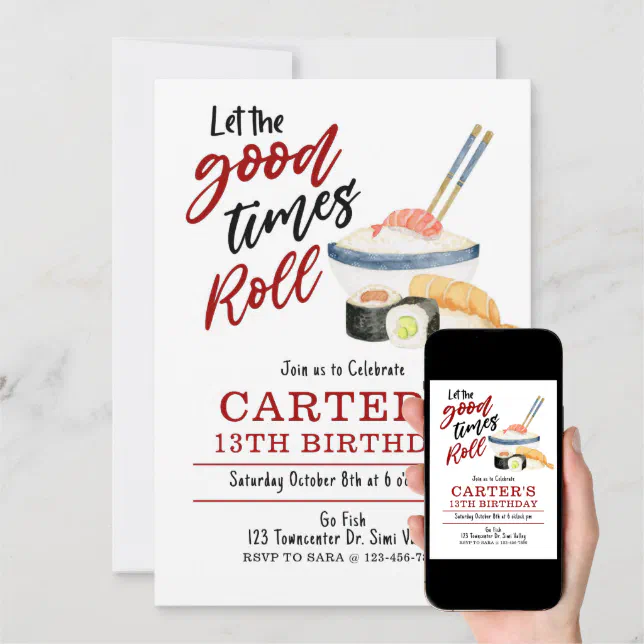 Sushi Invitation, Let the good times Roll Invitation | Zazzle