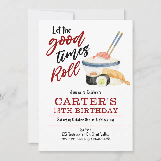 Sushi Invitation, Let the good times Roll Invitation | Zazzle
