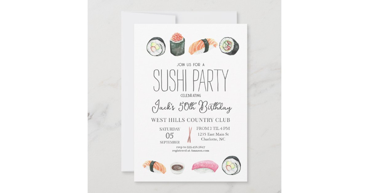 Sushi invitation, Sushi Birthday, Sushi & SaKi Invitation | Zazzle