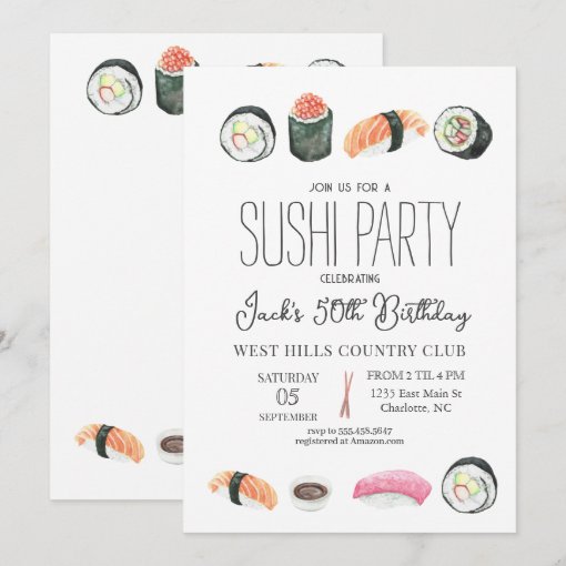 Sushi invitation, Sushi Birthday, Sushi & SaKi Invitation | Zazzle