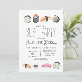 Sushi invitation, Sushi Birthday, Sushi & SaKi Invitation | Zazzle