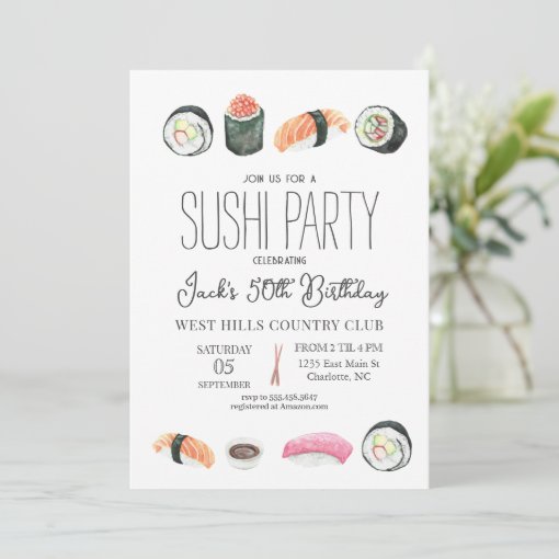 Sushi invitation, Sushi Birthday, Sushi & SaKi Invitation | Zazzle