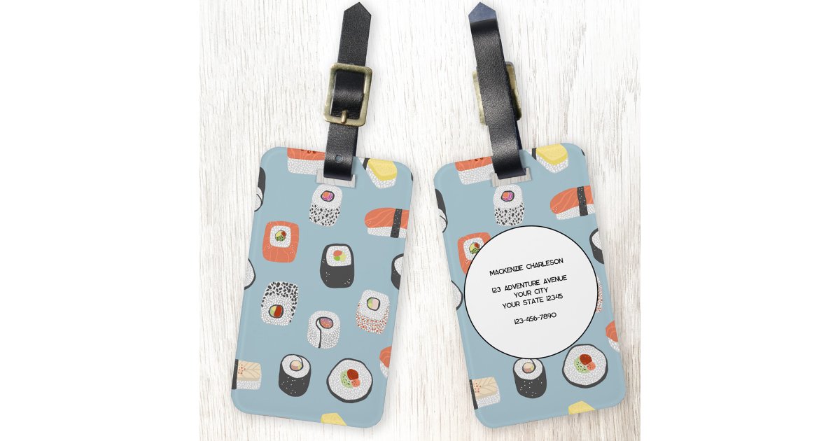 Sushi Japanese Food Art Custom Name Luggage Tag | Zazzle