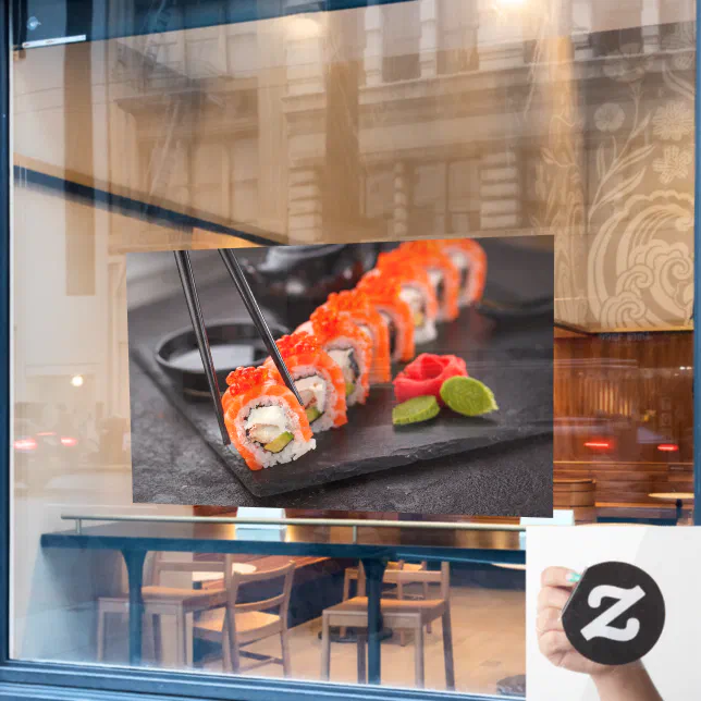 Sushi Japanese Plate Power Fish Asia Japan Asian Window Cling | Zazzle