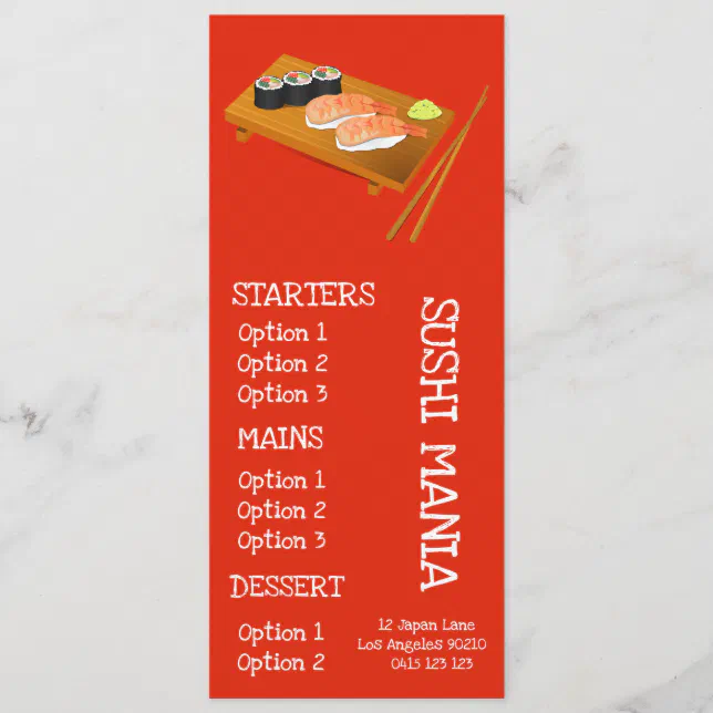 Sushi Japanese restaurant sushi dinner menu | Zazzle