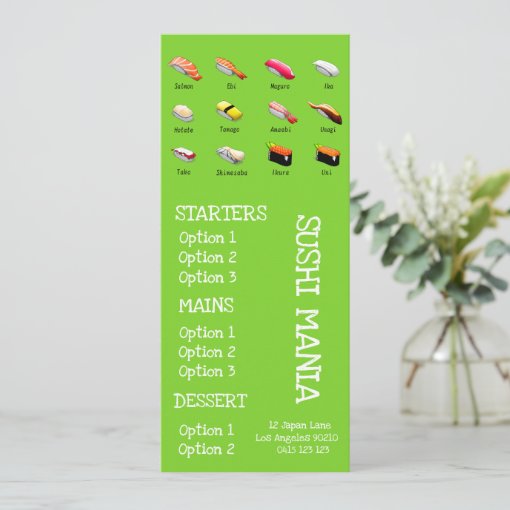 Sushi Japanese restaurant wasabi dinner menu | Zazzle