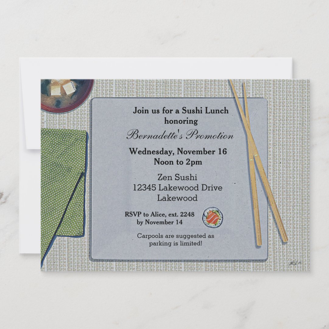 Sushi Lunch Invitations | Zazzle