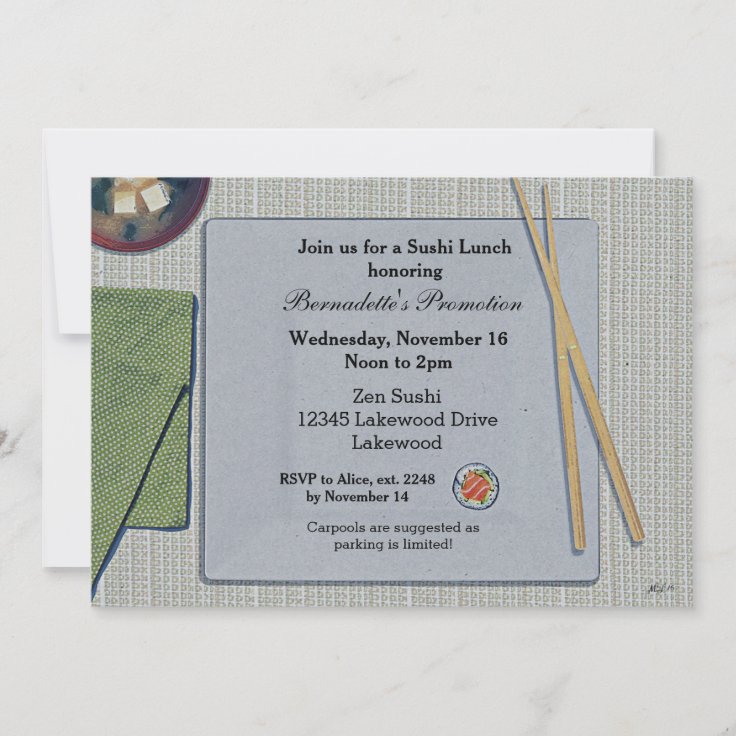 Sushi Lunch Invitations | Zazzle