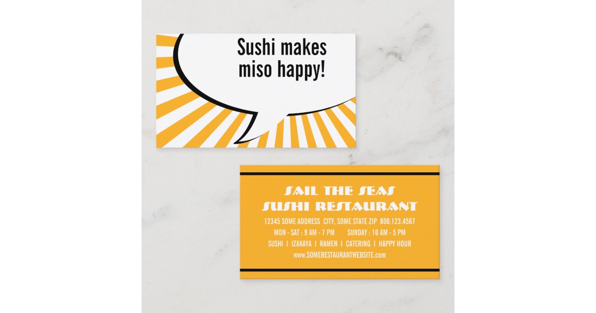 sushi makes miso happy business card | Zazzle
