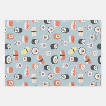 Sushi Nigiri Maki Roll Pattern Wrapping Paper Sheets | Zazzle