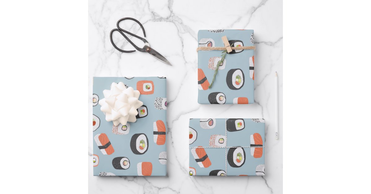 Sushi Nigiri Maki Roll Pattern Wrapping Paper Sheets | Zazzle.com