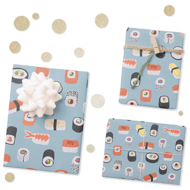 Sushi Nigiri Maki Roll Pattern Wrapping Paper Sheets | Zazzle
