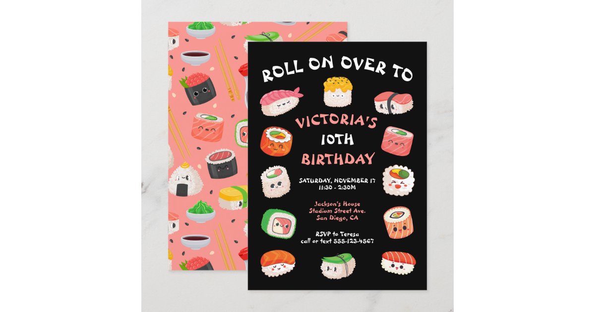 Sushi Party birthday Invitation | Zazzle