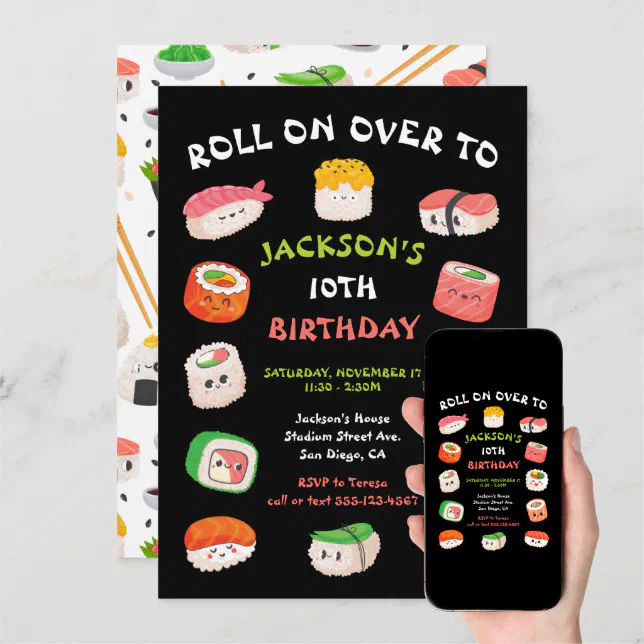 Sushi Party birthday Invitation | Zazzle