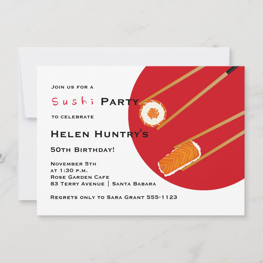 Sushi Party Custom Invitation | Zazzle