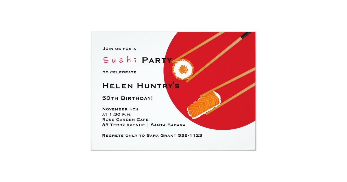 Sushi Party Custom Invitation | Zazzle.com
