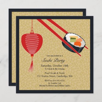 Sushi Party Flat Invitation | Zazzle