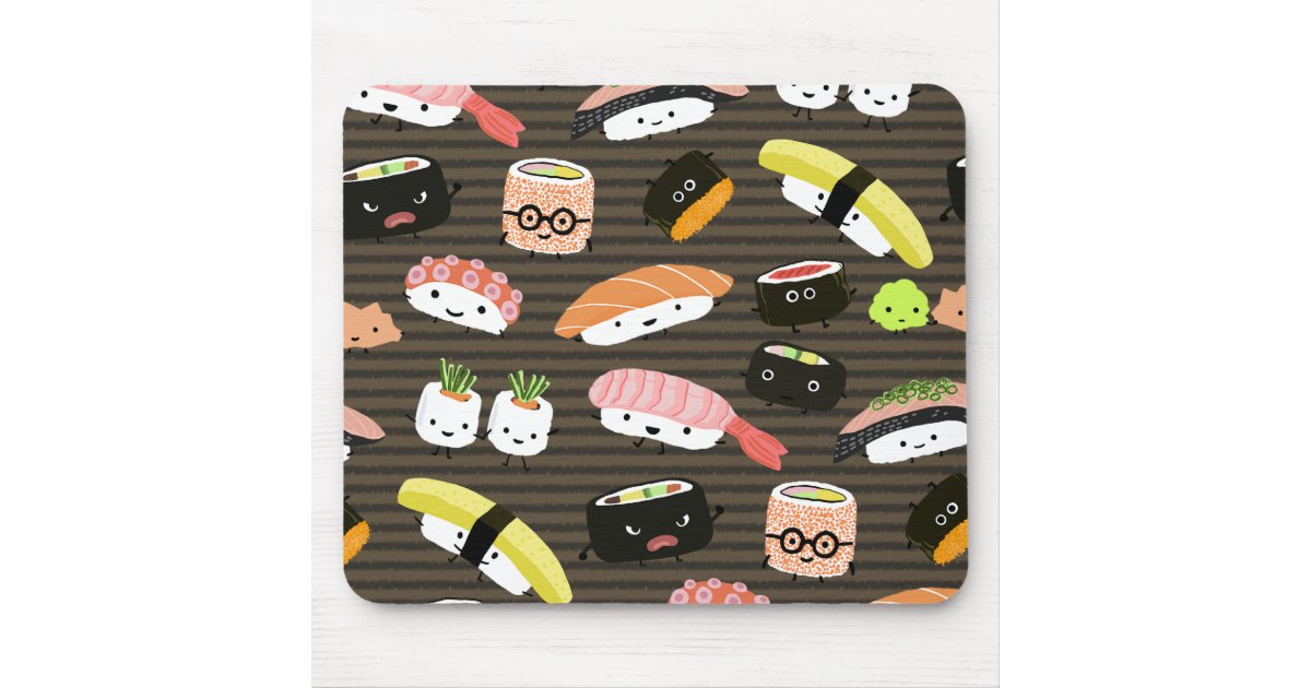 Sushi Party - Fun Sushi Characters Pattern Mouse Pad | Zazzle