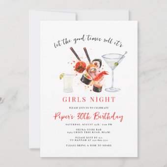 Sushi Party | Good Times Roll Girls Night Party Invitation | Zazzle