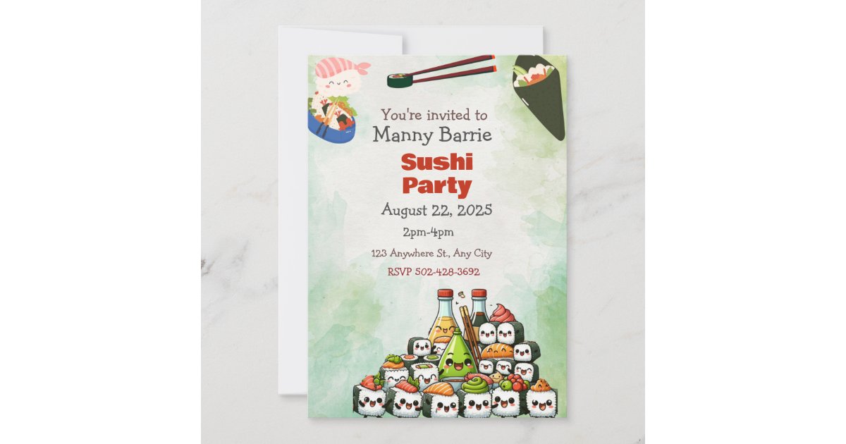 Sushi Party Invitation | Zazzle