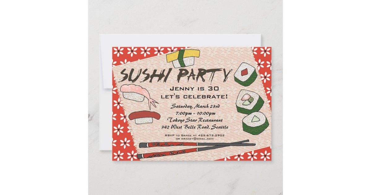 Sushi Party Invitation | Zazzle