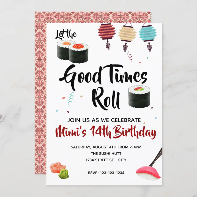 Sushi Party Invite, Birthday Invitation | Zazzle