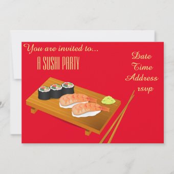 Sushi Party Japanese party Invitation | Zazzle