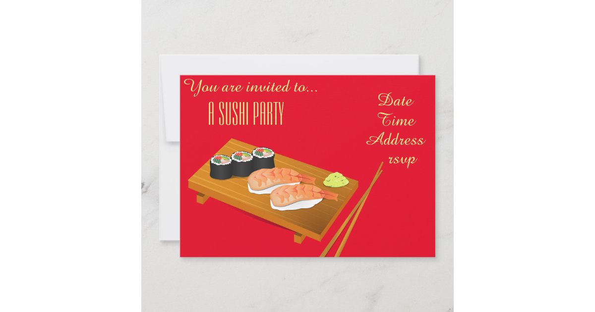 Sushi Party Japanese party Invitation | Zazzle
