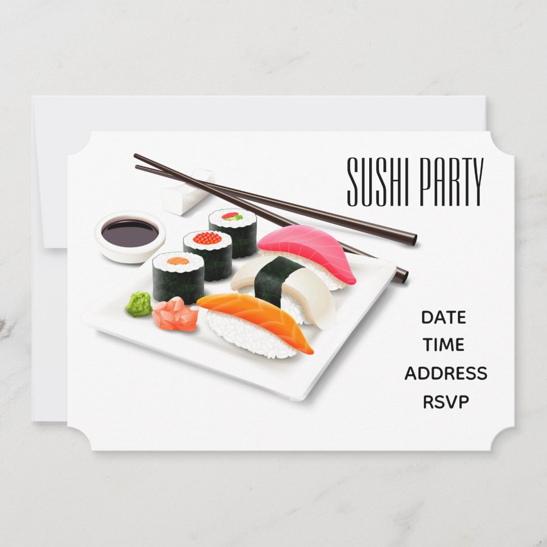Sushi Party Stylish Modern Japanese party Invitation | Zazzle