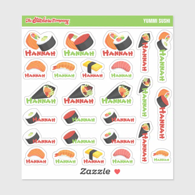 Sushi Personalized Name Labels | School | Zazzle