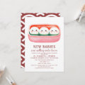 Sushi Rice Ball Kawaii Triplets Baby Shower Invitation | Zazzle