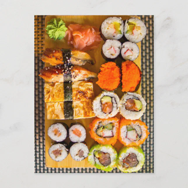Sushi Sampler postcard | Zazzle
