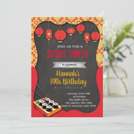 Sushi theme party invitation | Zazzle
