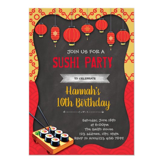 Sushi theme party invitation | Zazzle.com