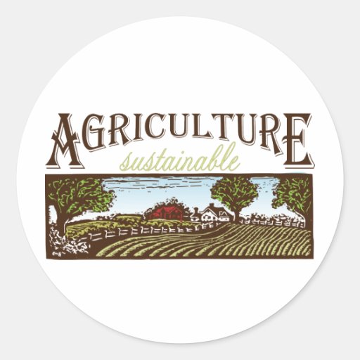 Sustainable Agriculture farm scene Classic Round Sticker | Zazzle